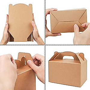 Moretoes 36 Pack Brown Goodies Boxes Dessert Boxes Treat Boxes Gable Boxes Kraft Party Favor Boxes for Keeping Candy, Popcorn,Toys,Baby Showers,Birthday Party,Wedding,6 x 3.5 x 3.5 Inches