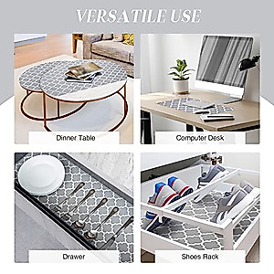 Glotoch Non Slip Shelf Liner 24 Inch Wide, Non Adhesive Drawer Liner, Waterproof Shelf Liners for Kitchen Cabinets/Refrigerator/Wire Shelving/Bathroom/Pantry-Heavy Duty, Durable, Grey Quatrefoil