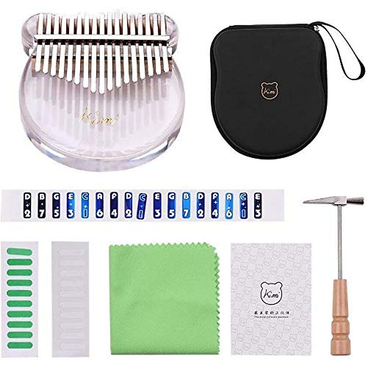 Ylliesy Kalimba 17 Keys Thumb Piano Portable Transparent Acrylic Material Musical Instrument Gifts for Kids Adult Beginners with Carry Bag Tuning Hammer