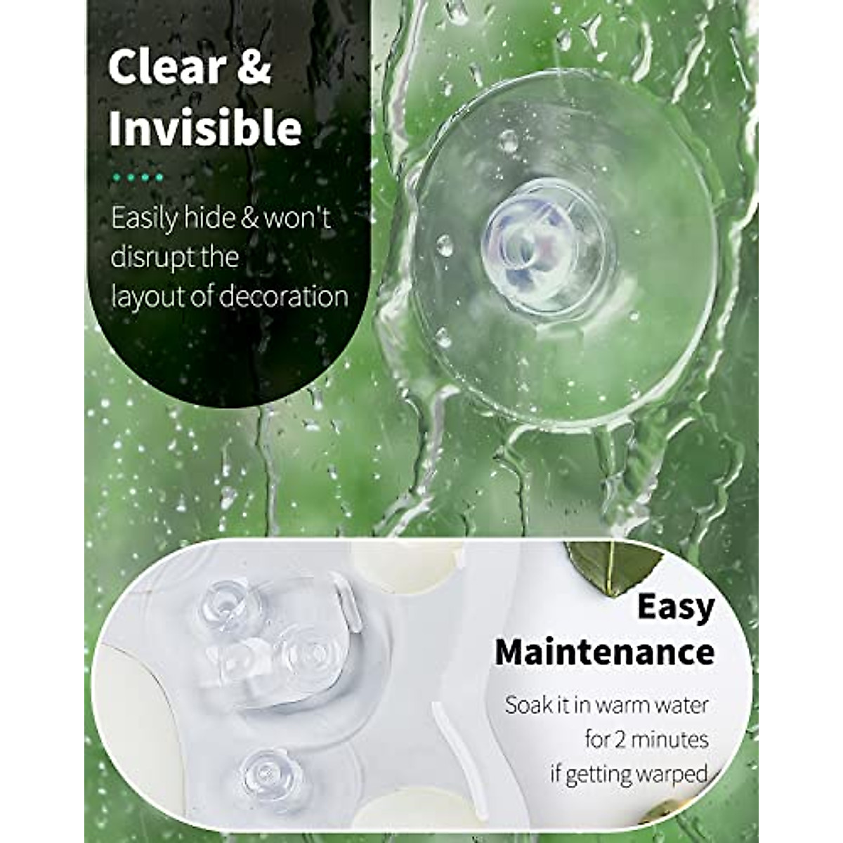 Pawfly 20 Pcs Suction Cups 1.8 Inch Clear Plastic Suction Pads for Home Organization and Decoration Strong Adhesive Sucker Holders for Kitchen Bathroom Window and Glass Door