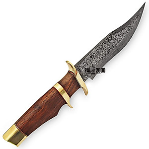BOW-9904 Handmade Damascus Steel Fixed Blade Hunting Knife Rose wood Handle with Sheat