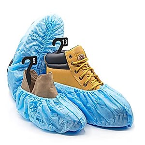 PedaShield 110 Premium Thick Extra Large Disposable Boot & Shoe Covers XL, Non Slip Blue Booties, Water Resistant Foot Protectors, Construction Durable 42GSM for Indoors Outdoors, US Men 13, Women 15