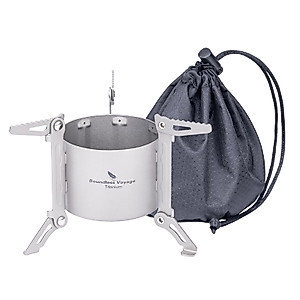 Boundless Voyage Titanium Spirit Alcohol Stove Camping Mini Spirit Cooker Alcohol Burner with Foldable Stands Brackets for Backpacking Hiking Ti2016C