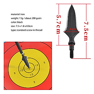 ZSHJGJR Hunting Broadheads Traditional Hunting Arrow Heads 200 Grain Solid Metal Screw-in Arrow Tips for Archery Target Hunting Shooting 6/12Pack (12pcs + 1 x broadheads box)