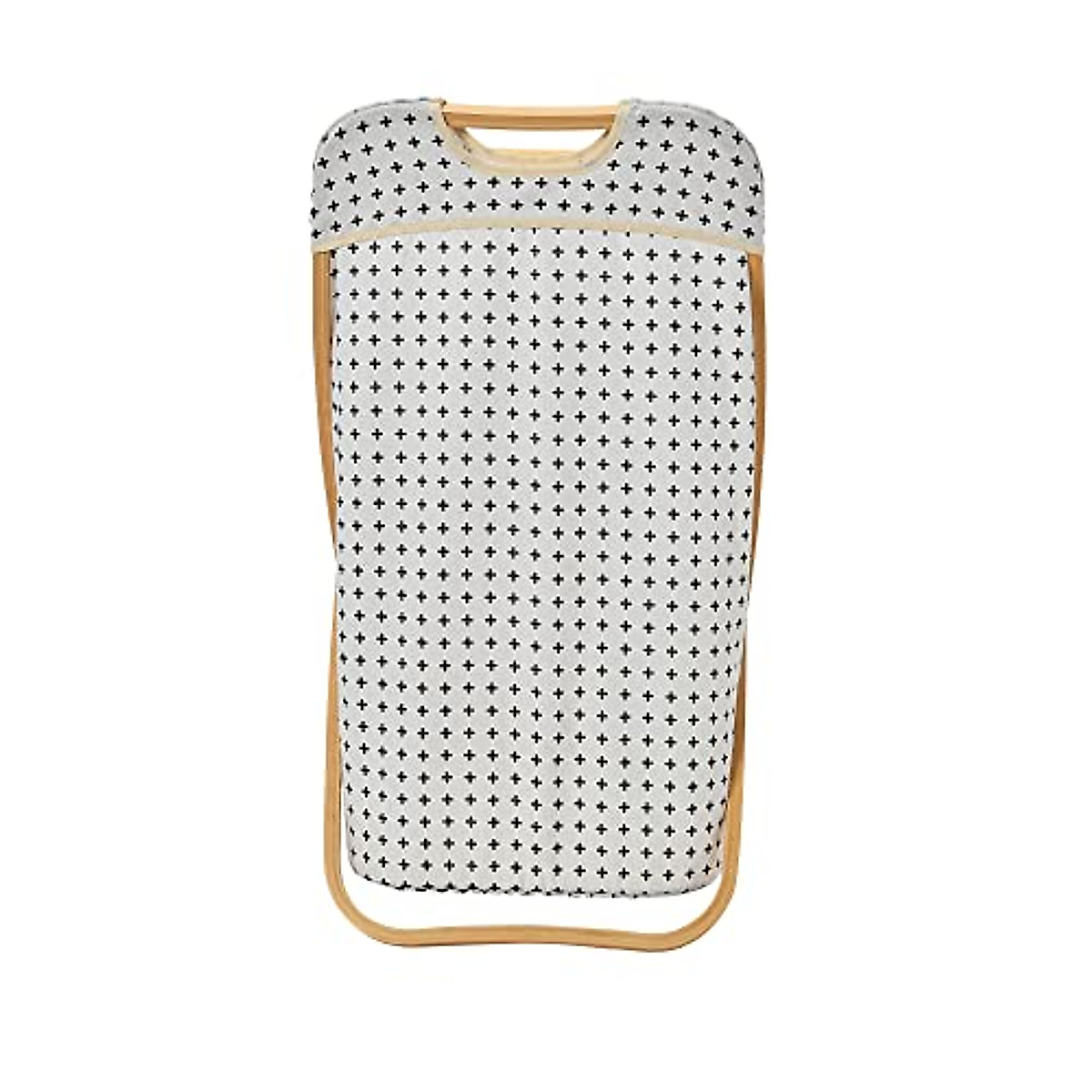 Household Essentials Bamboo X Frame Hamper with Cross Pattern, Black and White