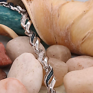 Dazzlingrock Collection 0.35 Carat (ctw) Round Blue & White Diamond Ladies Infinity Tennis Bracelet 1/3 CT, Sterling Silver