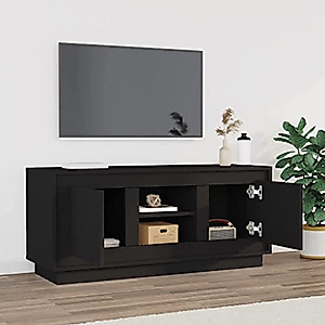 GaRcan TV Cabinet Media Furniture Sideboard Entertainment Centre TV Console Media Unit HiFi Cabinet Concrete Grey 102x35x45 cm Engineered Wood (Black)