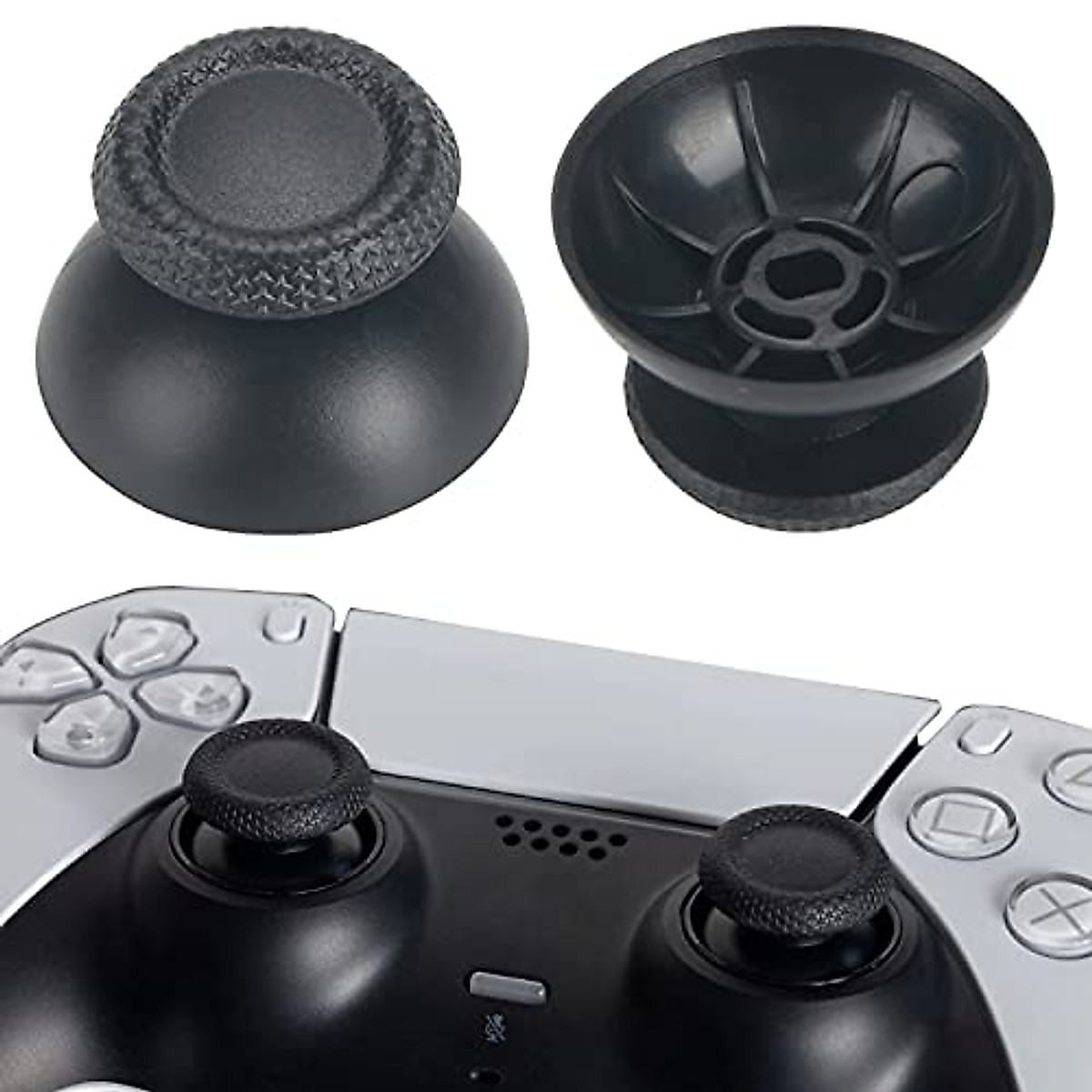 1 Pair Analog Joystick Thumb Stick Grip Cap Replacement for PS5 Controller Black