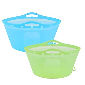 2pcs Silicone Slow Cooker Liners, Reusable Slow Cooker Liners for 6-10 Quarts, Leakproof & Easy Clean Crock-Pot Cooking Bags Liners with Handle for Oval or Round Pot (Green+Blue)