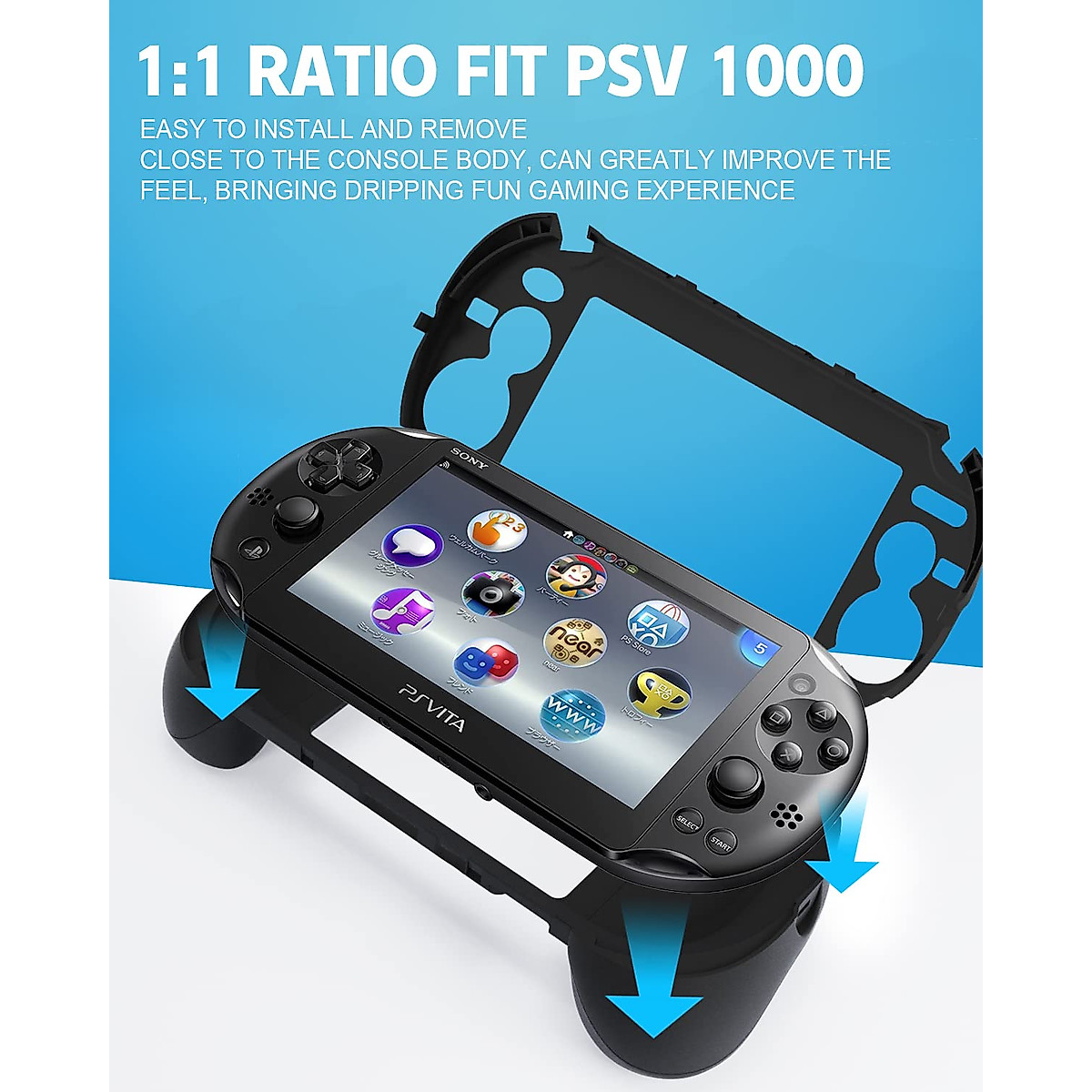 L2 R2 Trigger Hand Grip Shell Controller Protective Case for Sony PS Vita 1000 (Black)