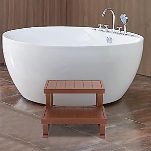 LIYUANJUN Hot Tub Steps, Spa Ladder with Allen Key for Any Hot Tub Shape and Size(3.28FT High) Outdoor Universal Pool Support Steps Large Non Slip Treads 23.62 * 21.46 * 15.75Inch (Brown)