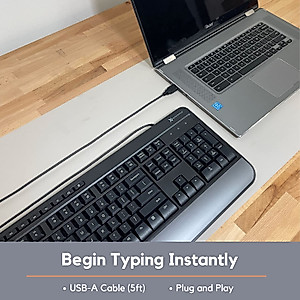 X9 Performance Multimedia USB Wired Keyboard - Take Control of Your Media - Ergonomic Full Size Keyboard with Wrist Rest and 114 Keys - External Computer Keyboard for Laptop and Office PC