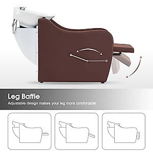 BarberPub Shampoo Barber Classic Chair, Ceramic Shampoo Bowl Sink Chair Station for Spa Beauty Salon 9090