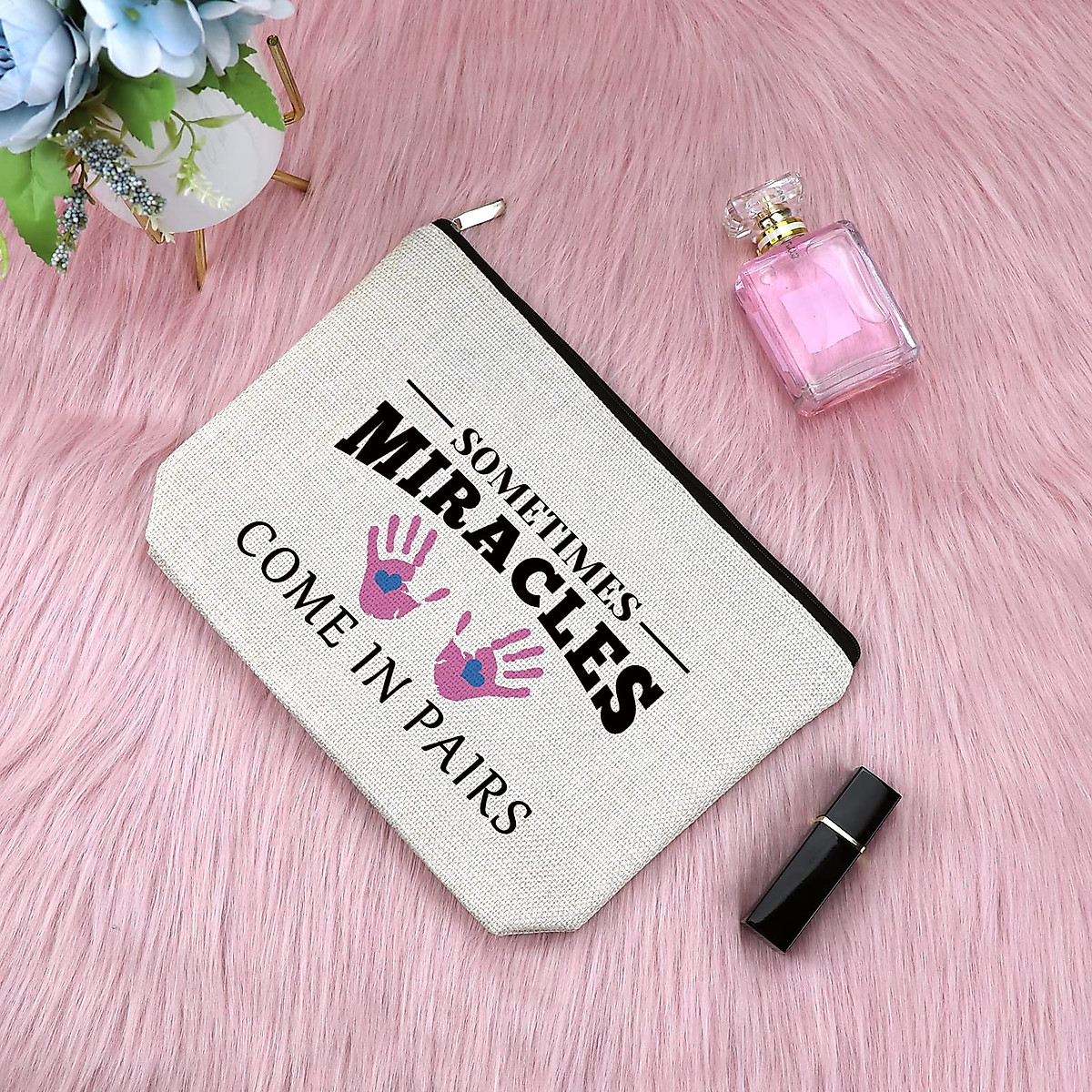 Twin Mom Gift Makeup Bag Pregnancy Announcement Gift Mom of Twins Gift First Time Mom Gift Mommy To Be Gift Travel Cosmetic Bag New Mother Birthday Mothers Day Gift Baby Announcement Gift Zipper Pouch