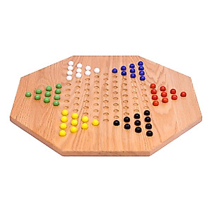 AmishToyBox.com Oak Wooden Chinese Checkers Board Game Set, Hand-Painted, 19" Wide