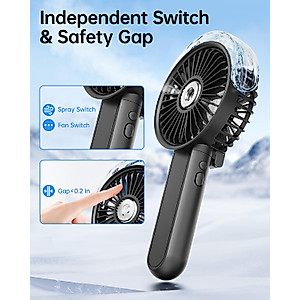 SWEETFULL Portable Misting Fan - 180° Foldable Handheld Personal Fan with Mist Spray, 3 Speeds, 30ml Water Tank, USB Rechargeable for Travel, Outdoors, Makeup, Camping, Home, and Office Use