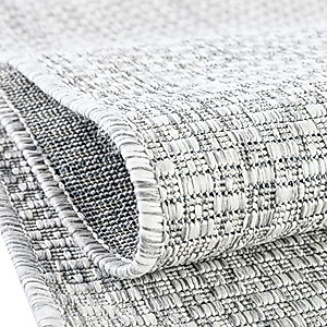 Rugs.com Outdoor Solid Collection Rug – 3' x 5' Light Gray Flatweave Rug Perfect for Entryways, Kitchens, Breakfast Nooks, Accent Pieces