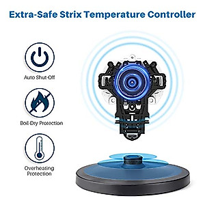 Secura Electric Kettle Water Boiler for Tea Coffee Stainless Steel 1.5L Large Cordless Hot Water Pot BPA Free with Auto Shut-Off Boil-Dry Protection LED Light 120V/1350W (K15-F1E)