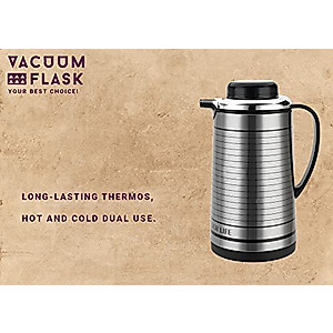 Bright Stainless Steel insulated Vacuum Flask Thermos, Keeps Hot/Cold water up to 20 Hours, Stainless Steel Double Wall Vacuum Glass Themros (1.6L)