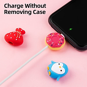 SUNGUY Cute Cable Protector for iPhone Charger Cable, 5pcs Animal Cable Protector, USB Charger Cord Protector for Christmas