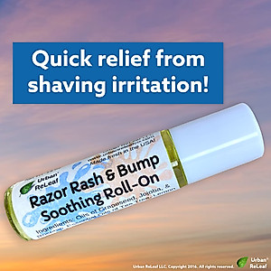 Urban ReLeaf Razor Rash & Bump Soothing Roll-On. Shrink Ingrown Hair Irritation, Help Itchy Red Skin. For Face, Neck, Bikini, Body. 100% Natural, Vegan. Essential Blend! Smells Amazing, Works Great!