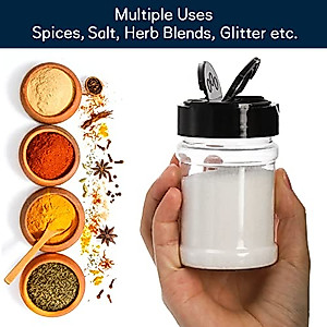 Yesland 20 Pack Plastic Spice Jars Bottles, 5 Oz PET Spice Containers BPA Free with Black Cap, Empty Seasoning Jars Glitter Storage Containers for Storing Spice Herbs Powders Glitter