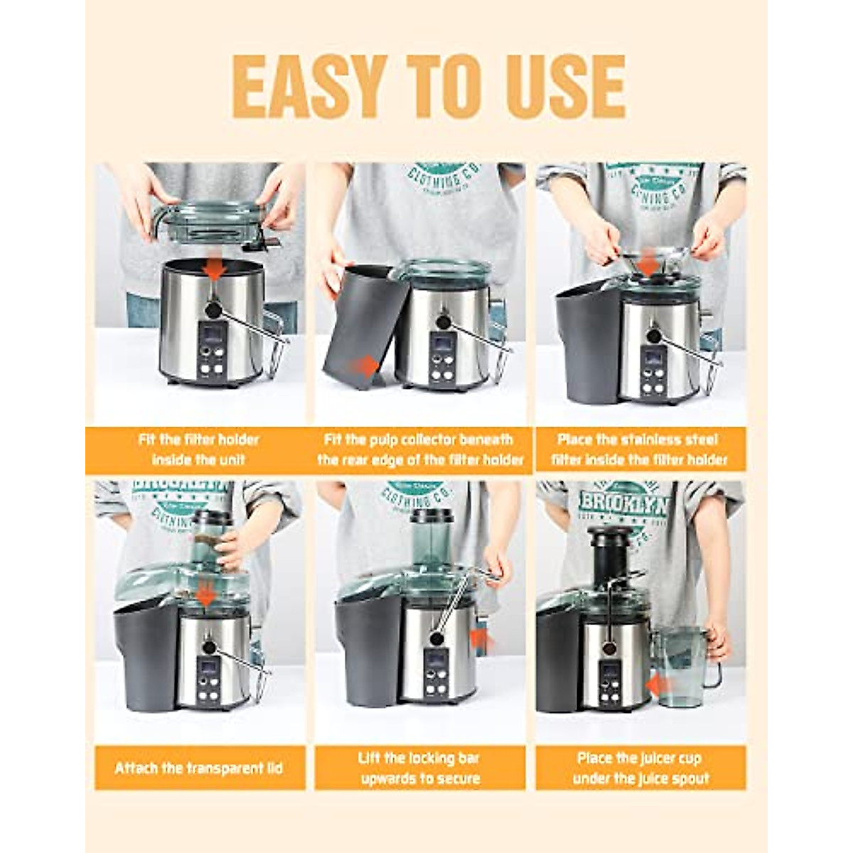 Centrifugal Juicer Machine - LCD Monitor 1100W Juice Maker Extractor, 5-Speed Juice Processor Fruit and Vegetable, 3" Feed Chute Stainless Steel Power Juicer, Easy Clean, BPA Free (Black)