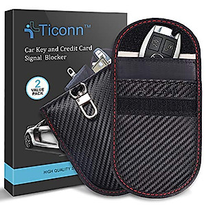 Faraday Bag for Key Fob (2 Pack), TICONN Faraday Cage Protector - Car RFID Signal Blocking, Anti-Theft Pouch, Anti-Hacking Case Blocker (Carbon Fiber Texture)