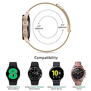 Meliya Metal Band Compatible with Samsung Galaxy Watch 7 Band 40mm 44mm, Galaxy Watch FE Bands 40mm, 20mm Stainless Steel Replacement Strap for Galaxy Watch 7 Band Women Men (Rose Gold 02)