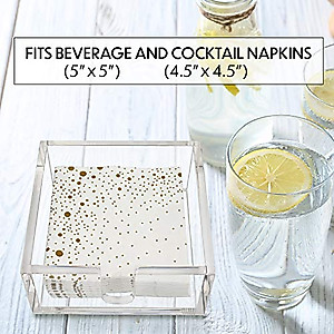 LotFancy Napkin Holder, Acrylic Cocktail Napkin Holder for 5 x 5 inch Napkin, Clear Paper Holder for Table, Kitchen, Bar, Party, Square Tissue Dispenser, Napkin Caddy for Bathroom