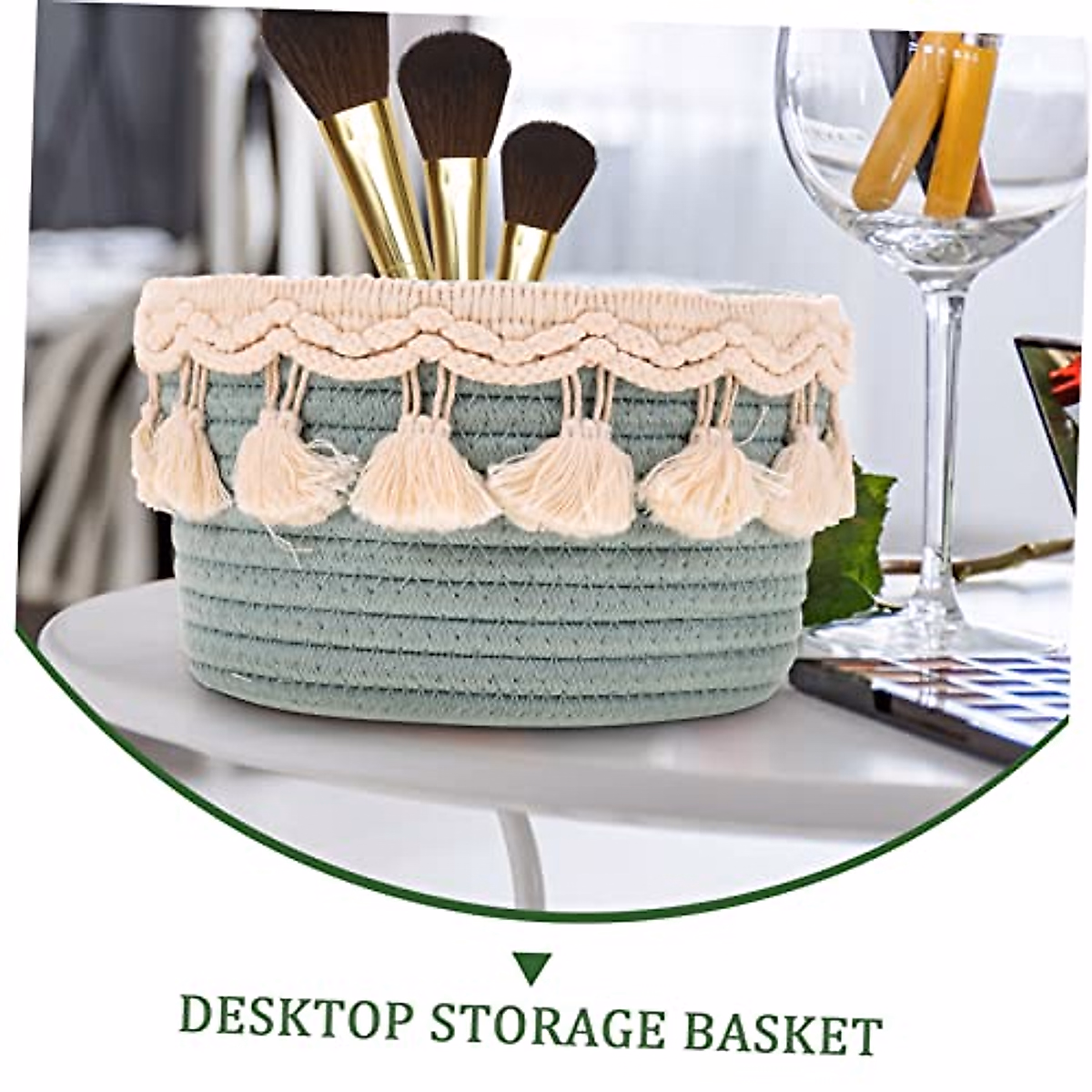 SWOOMEY Baby Toy Basket Cotton Rope Basket Tassel Side Rope Basket Desktop Basket Baby Cotton Rope to Weave Superior Cotton Rope Woven Toy Basket