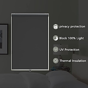 AOSKY Roller Window Shades Blackout Blinds for Windows Cordless Bedroom Shade Room Darkening Shades Door Blinds with Thermal Insulated Easy to Install for Home，Office，Bathroom W30xL72 Grey