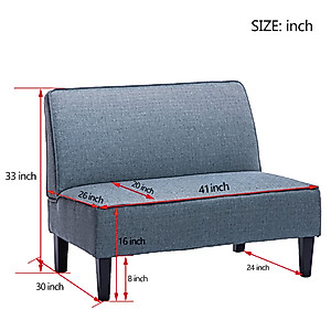 Yongqiang Upholstered Armless Loveseat Settee for Living Room Bedroom Dining Room Small Sofa Couch Banquette Pattern Fabric