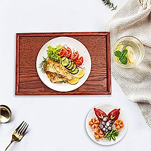 Solid Wood Serving Tray, Rectangle Non-Slip Tea Coffee Snack Plate, Food Meals Serving Tray with Raised Edges for Home Kitchen Restaurant(11.8x7.9x0.8, Brown)