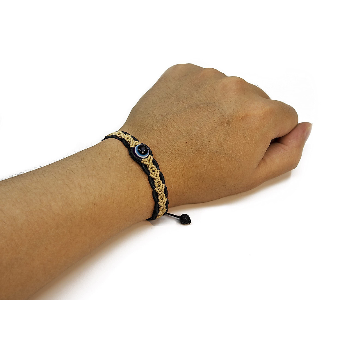 Lavoio Evil Eye Bracelets Black 2pcs 10mm Beaded Handmade Braided Bracelet Fashion Inspiration Men Women Couples Kids Gifts Idea