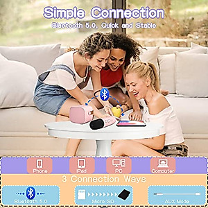YLL Kids Karaoke Machine, Portable Bluetooth Speaker with Wireless Microphone for Adults, Karaoke Toys Gifts for Girls Ages 4, 5, 6, 7, 8, 9, 10, 12 +Year Old Birthday Party (Pink)
