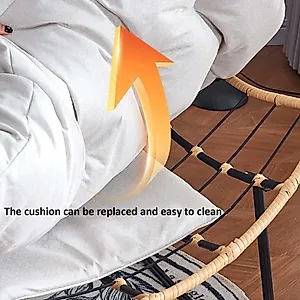 TALFEHR Outdoor Papasan Rocking Chair with Padded Cushion, Oversized Comfy Patio Chair Indoor Wicker Egg Rocker Chair, Steel Frame Modern Lounge Chair for Balcony (Dark Grey,441lb Capacity)