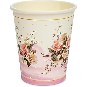 ROYAL BLUEBONNET Paper Plates and Napkins Set, Floral Design, 24 Pieces, Pink, Spring, Disposable Party Supplies