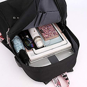 CUSALBOY Kpop Backpack Lisa Rose JISOO Jennie Color Photo Computer Backpack FashionTravel Business Work Backpack Whit USB Port (Black)