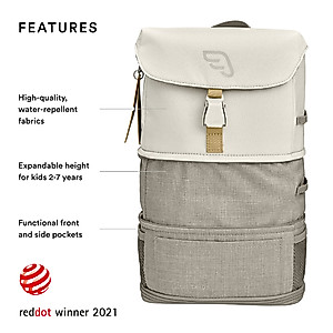 JetKids by Stokke Crew BackPack, White - Kid’s Lightweight Expandable Bag - Great for School & Travel - Adjustable & Water-Resistant - Best for Ages 2-7