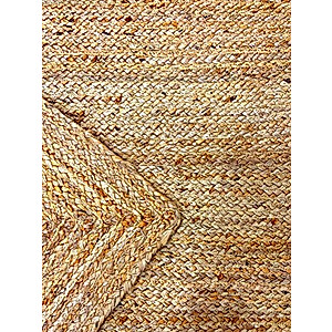 Hausattire Hand Woven Jute Braided Rug, 2'x3' - Natural, Reversible Farmhouse Accent Rugs for Living Room, Kitchen, Bedroom - 24x36 Inches
