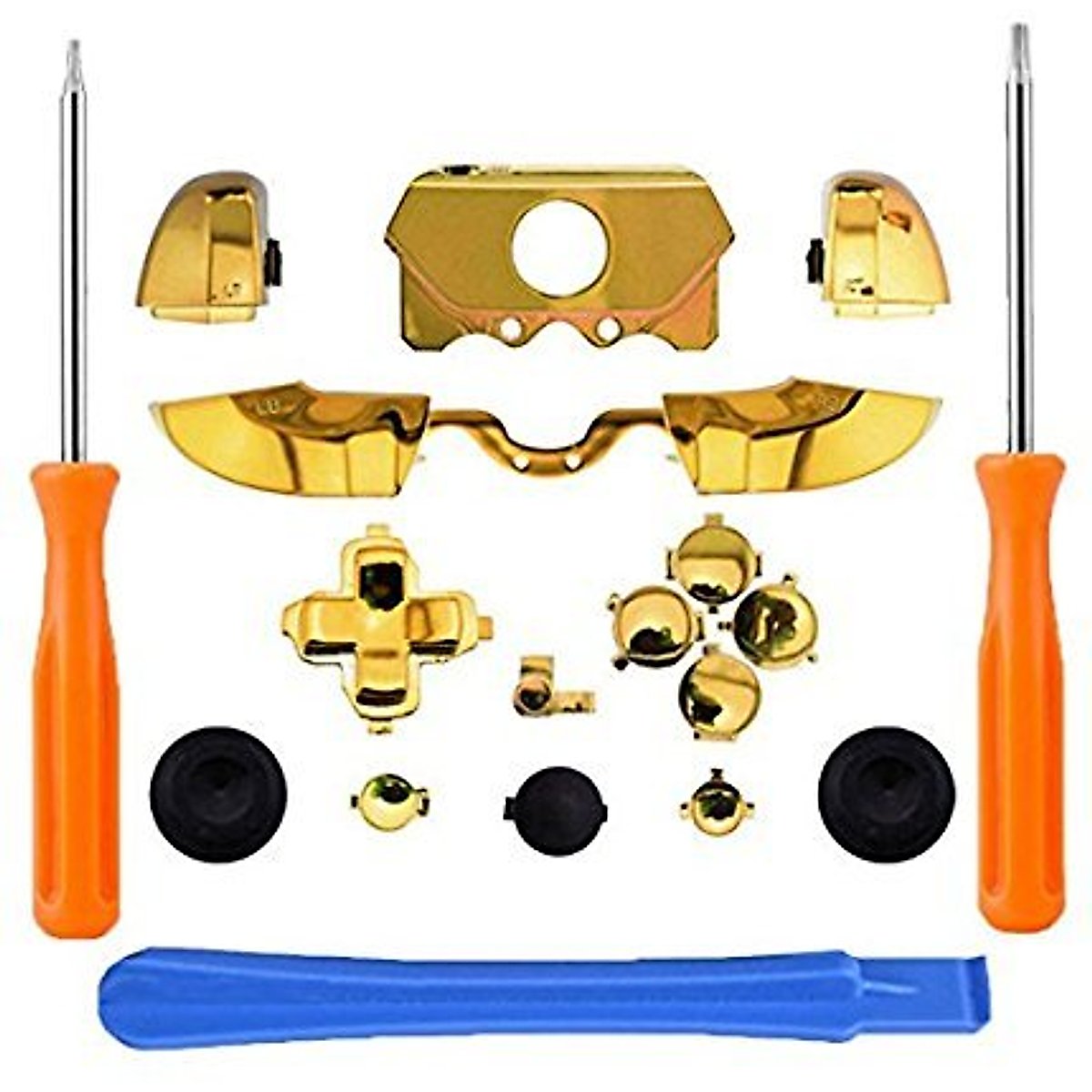 New Thumbsticks Bumpers Dpad Trigger Buttons Set + LB RB LT RT for Xbox One Elite Controller with Tools Chrome Gold