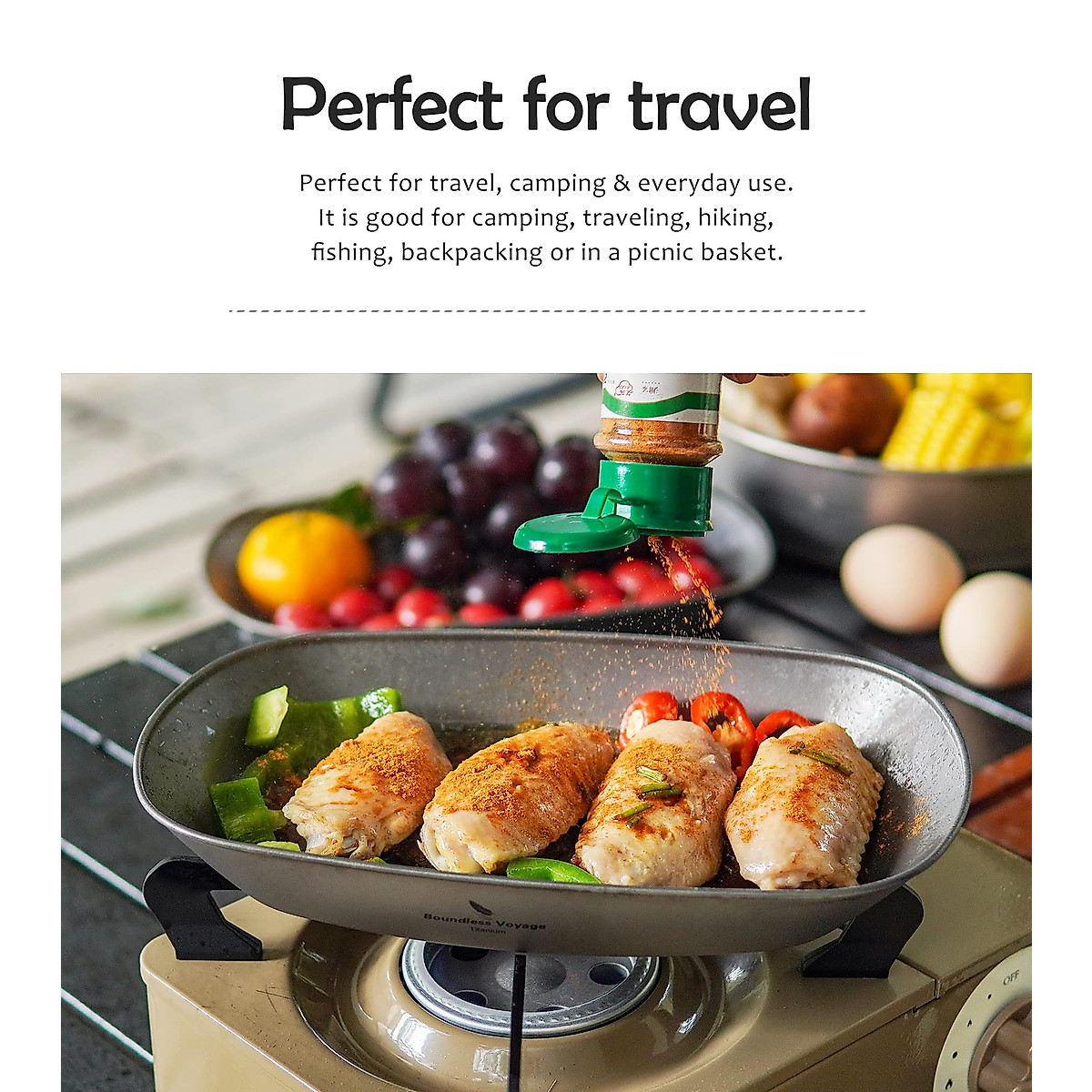 Boundless Voyage Reusable Titanium Pan Dinner Plate Ultralight Dish with Carry Bag Outdoor Camping Portable Tableware Pasta Salad Plate Dishwasher Safe (1 Pack) Ti1114T