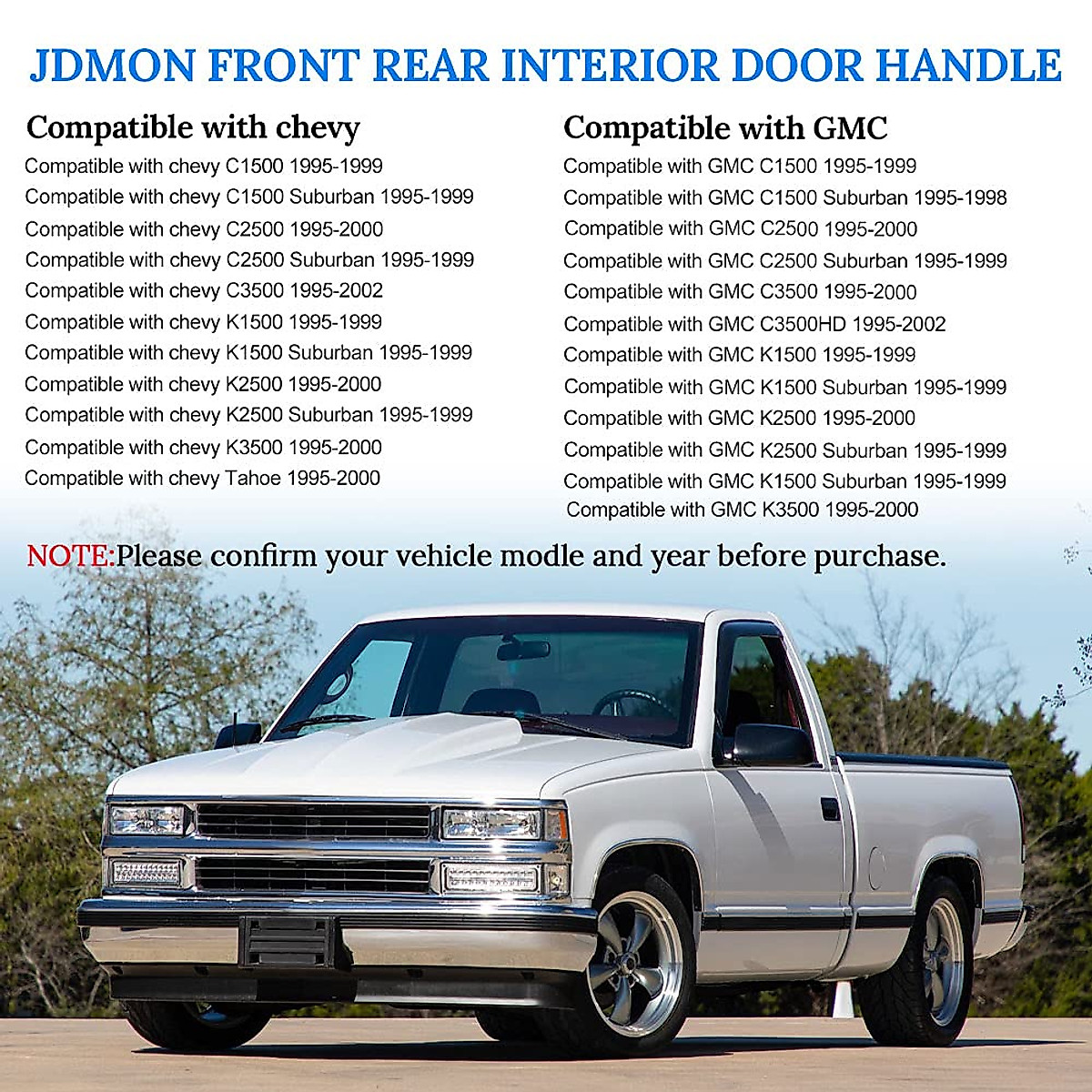 JDMON Interior Door Handles Replacement for Chevy GMC C1500 C2500 C3500 K1500 K2500 Tahoe 1995-2000 Left Driver & Right Passenger Inside Inner Door Handle Set Replacement for 15708044 15708043 Tan