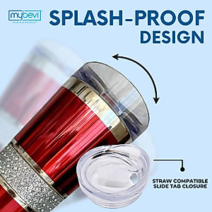 MyBevi Hollywood Insulated Tumblers, Premium Grade Stainless Steel Hydration Sport Bottle - Hot & Cold, Leak-Resistant Lid, BPA-Free | 20 oz, Red