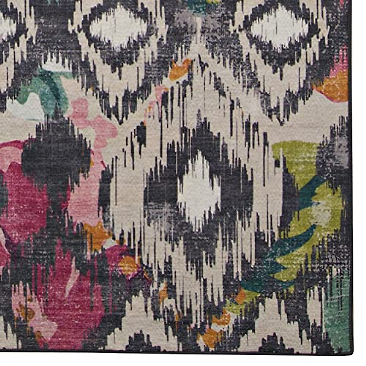 Linon The Anywhere Indoor Outdoor Washable Kauai Ivory & Charcoal 7' X 9' Area Rug