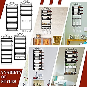 AUHOKY Wine Glass Rack Wall Mounted, 5 Layers Hanging Metal Wine Bottle Holder Organizer Holds 3 Bottles 6 Stemware Glasses, Wine Display Storage Holder for Kitchen Dining Room Bar Decor