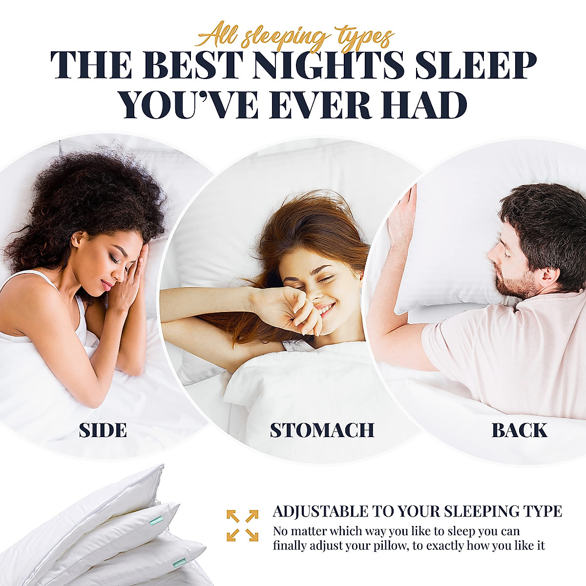 EverSnug Adjustable Layer Pillows for Sleeping - Set of 2, Cooling, Luxury Pillows for Back, Stomach or Side Sleepers (Queen (Pack of 2))