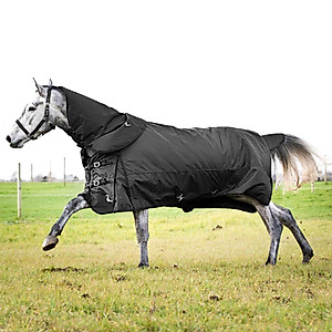 HORZE Nevada Medium Weight 1200D Waterproof Horse Turnout Blanket (200g Fill) - Black - 75 in