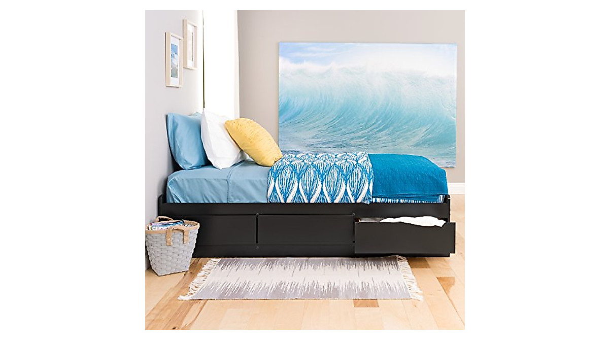 Prepac Twin Platform Bed with Storage Drawers in Black